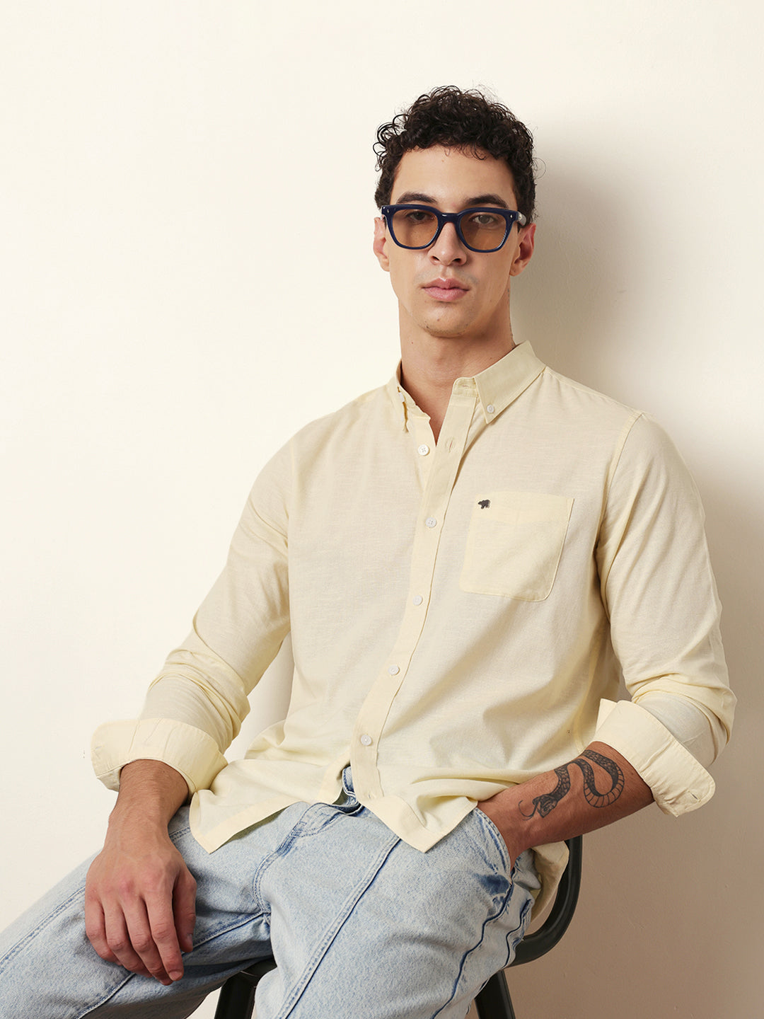 Shop Light Yellow Solid Regular Fit Casual Shirt Online. Explore our ...